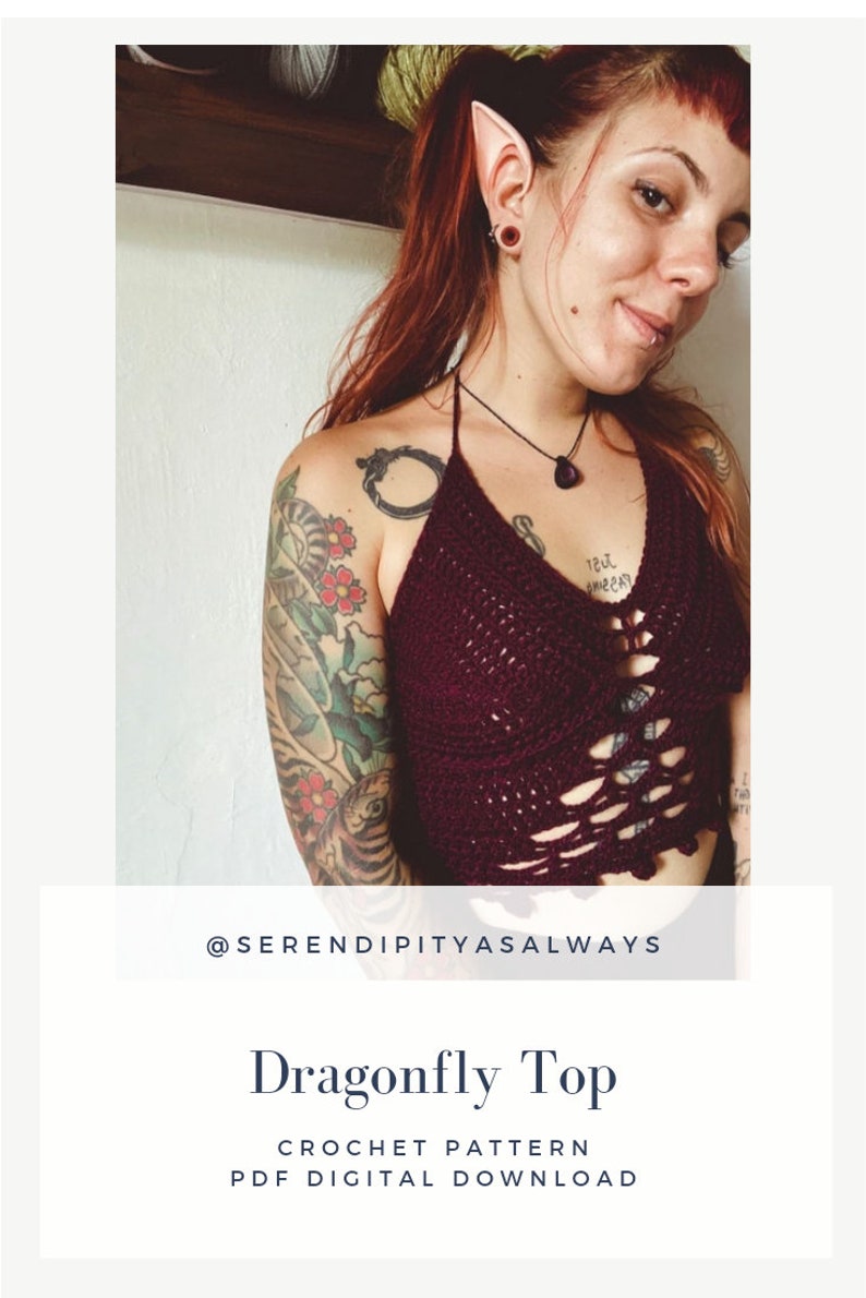 Crochet PATTERN | Dragonfly Top Crochet Pattern | Women's Halter Top ...