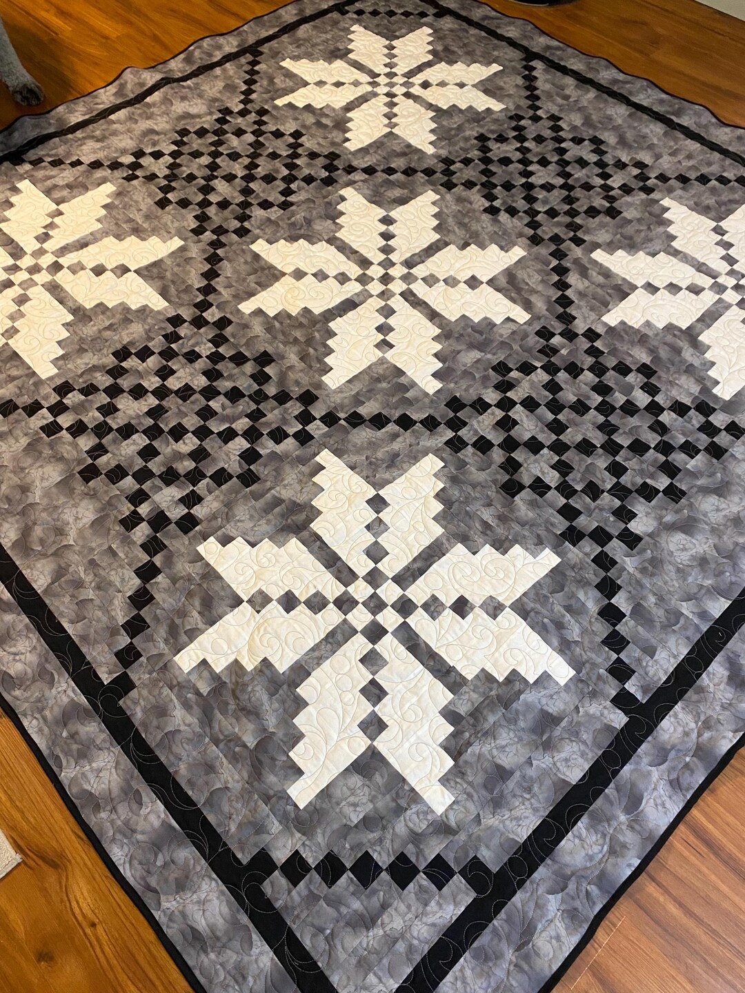 Nordic Visions Gray, Black and White Quilt 93” Square - Etsy