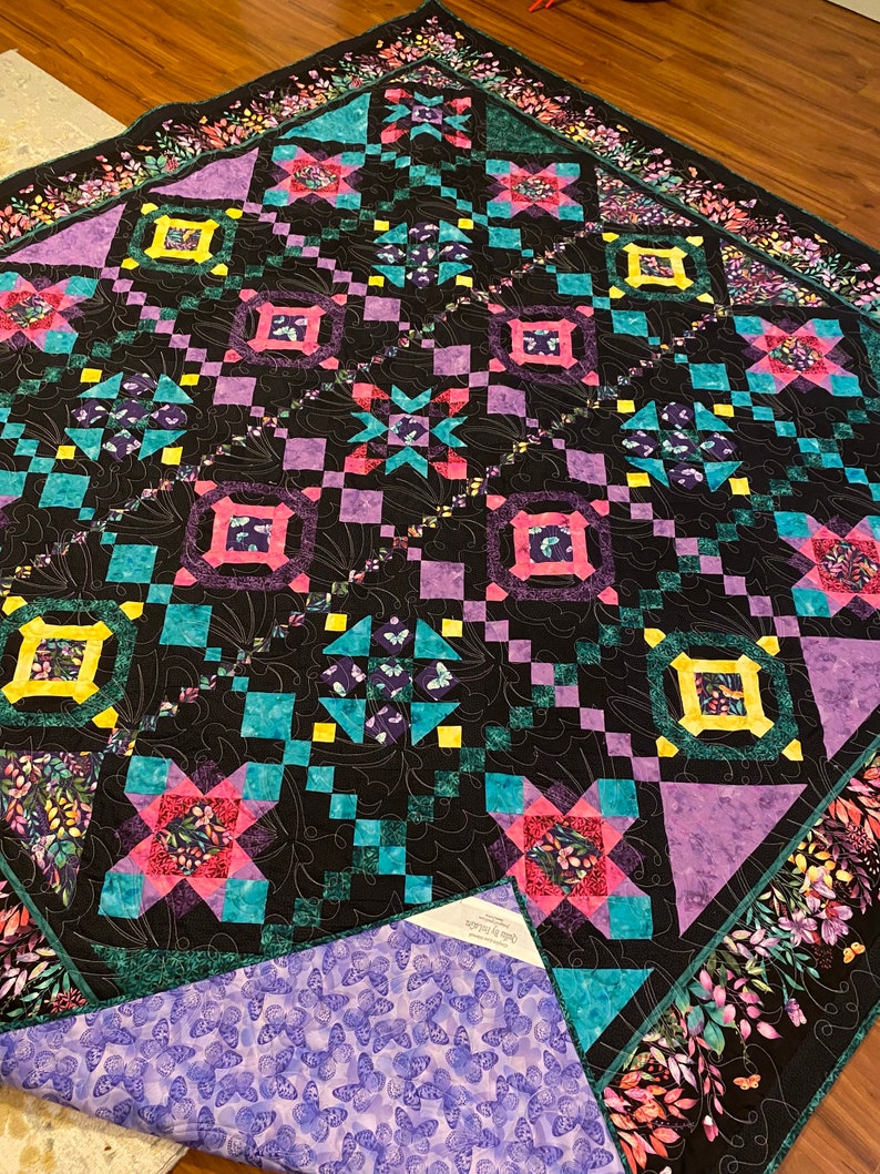 Beautiful Botanical Butterfly Quilt 94 Square queen - Etsy