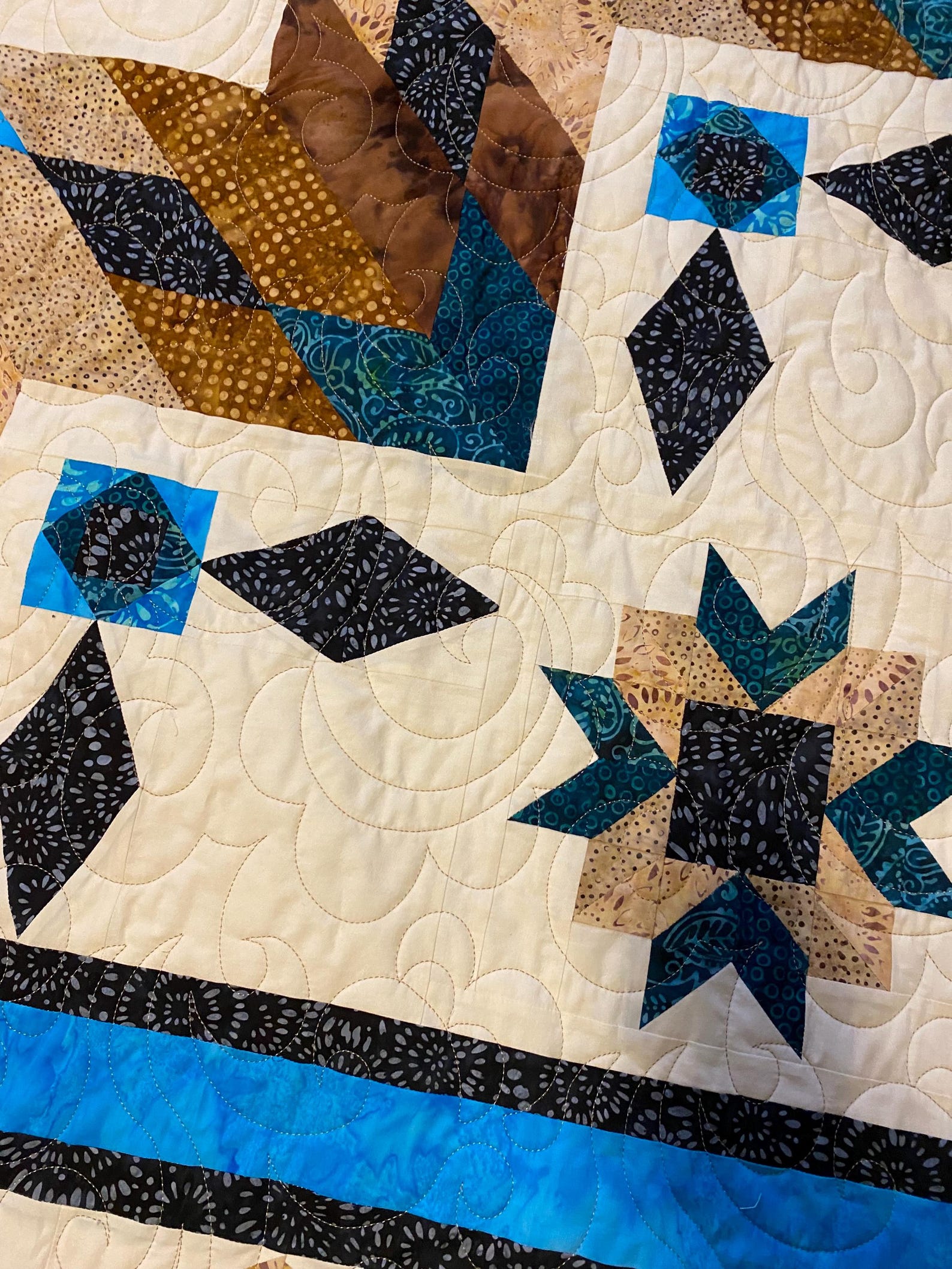 96” Square Brown/blue Queen or King Quilt - Etsy