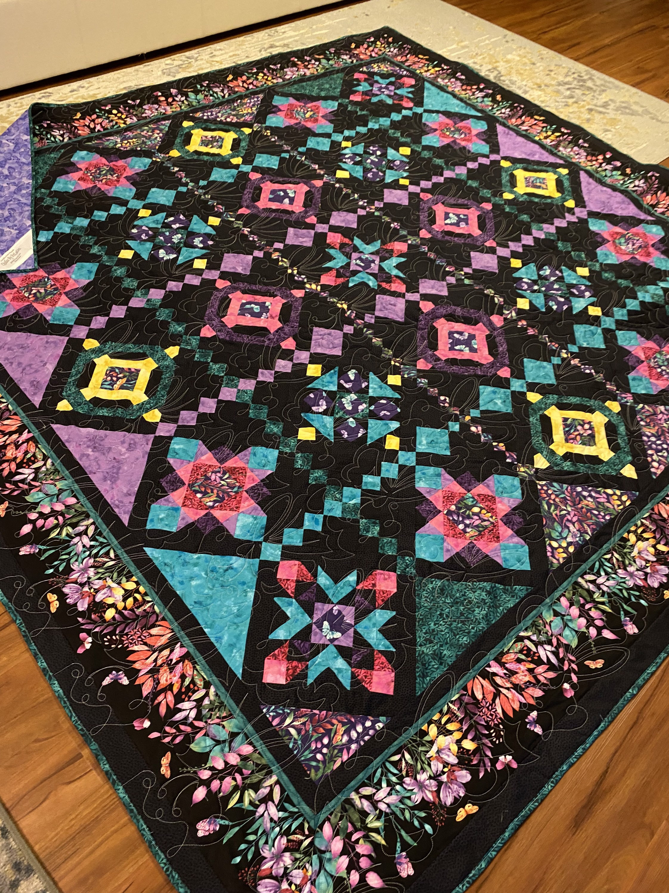 Beautiful Botanical Butterfly Quilt 94 Square queen - Etsy