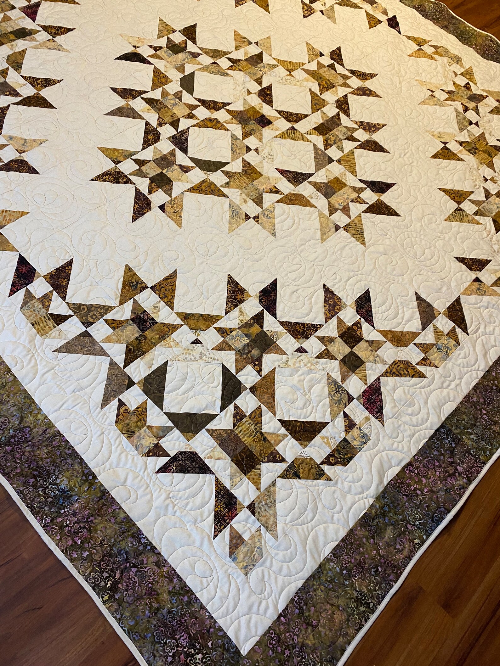 Java Batiks in Earth-love Using 9-sisters Quilt Pattern 98” Sq (king ...