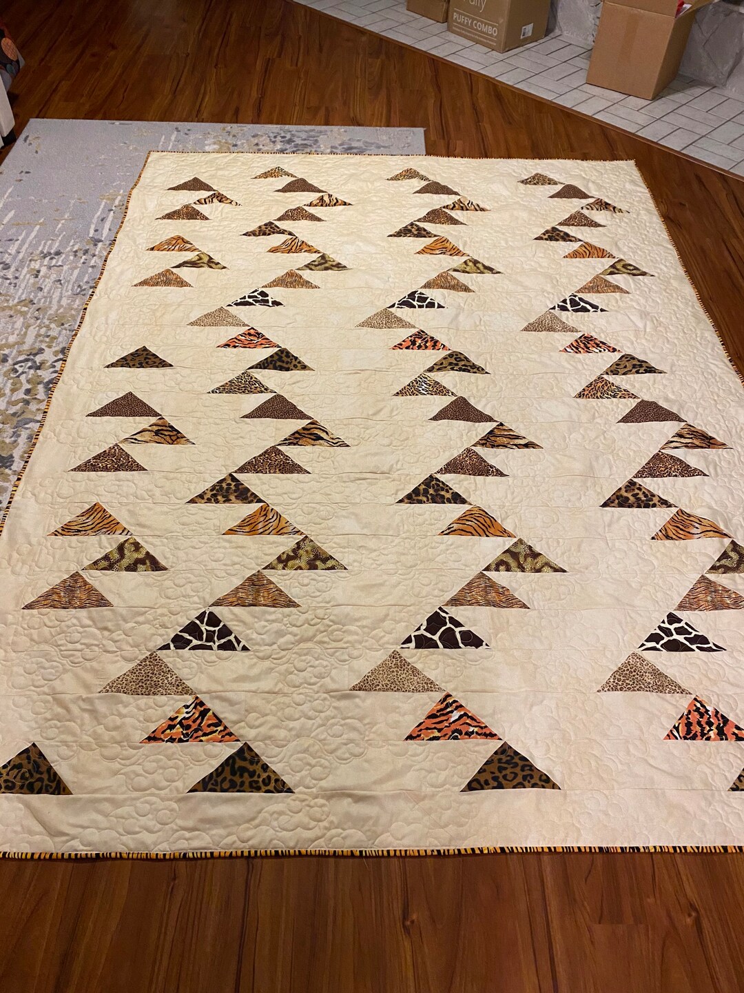 Flying Geese in Animal Prints Double Size Quilt - Etsy