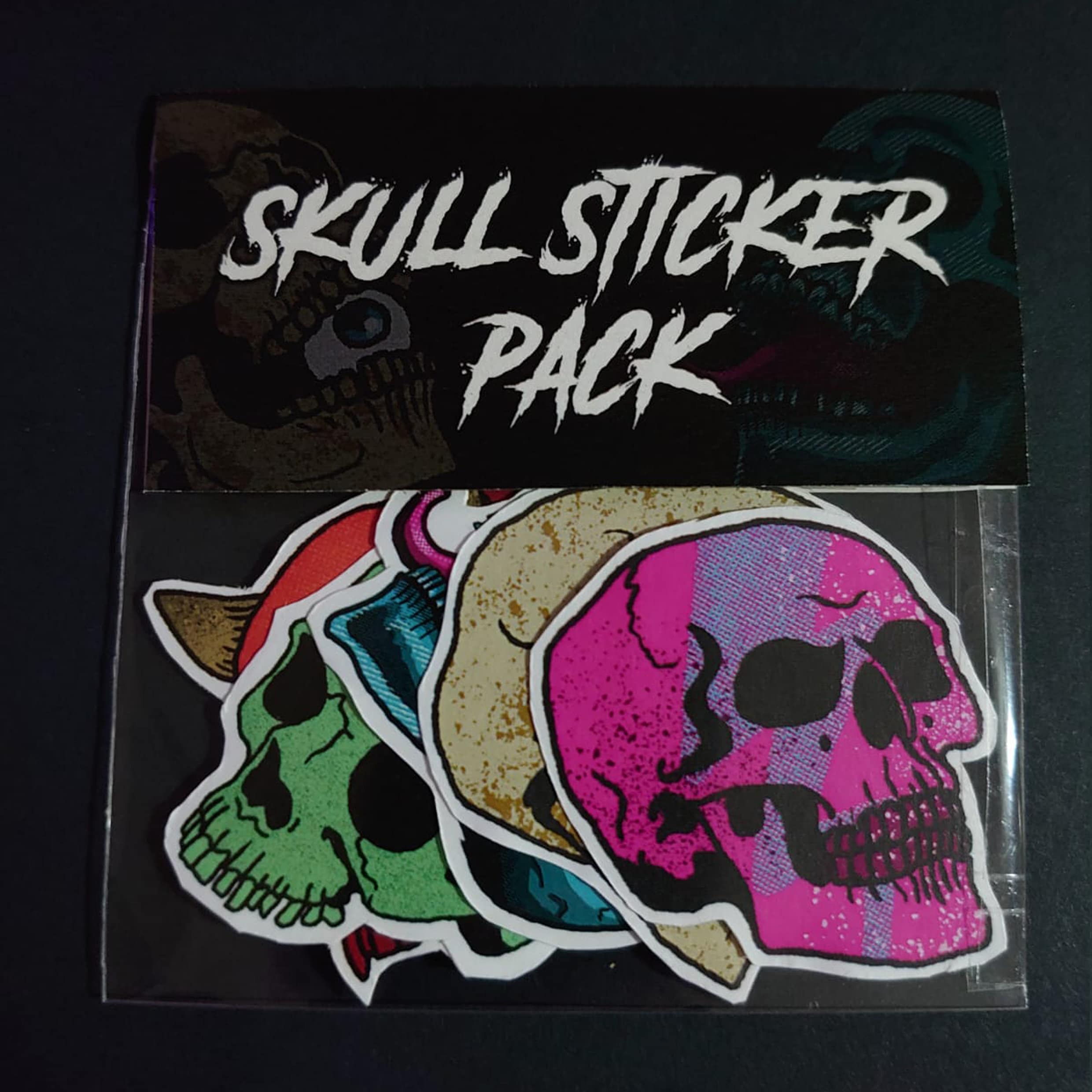 Colourful Skull Stickers pack of 5 | Etsy