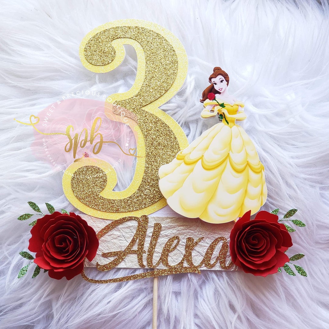 Princess Belle Personalized Cake Topper, Beauty and the Beast Party ...