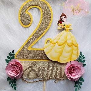 Princess Belle Personalized Cake Topper, Beauty and the Beast Party ...