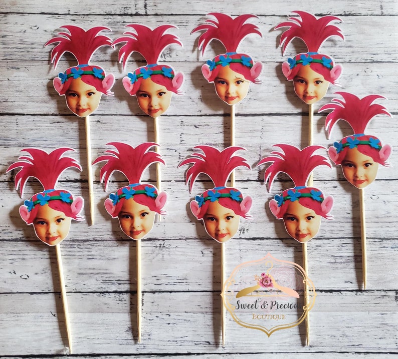 Trolls Princess Poppy Photo Birthday, Trolls Cupcake Topper, Princess ...