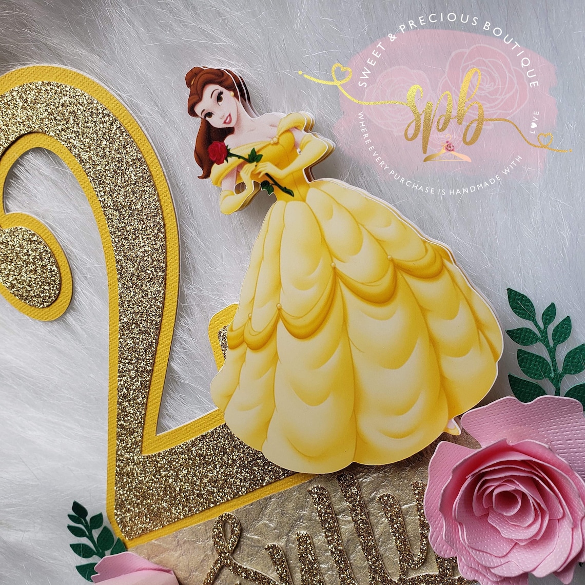 Princess Belle Personalized Cake topper Beauty and the Beast | Etsy