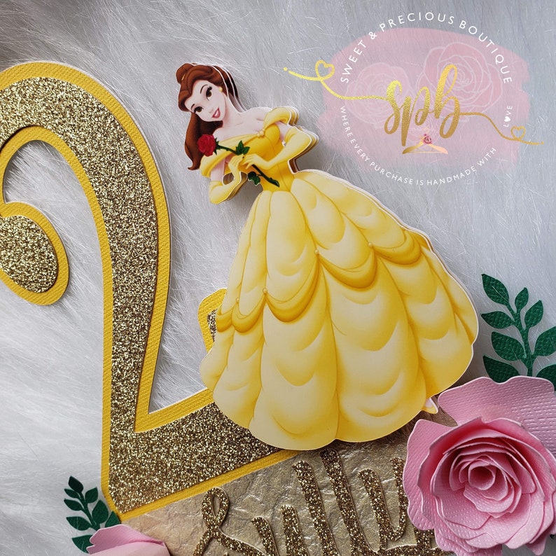 Princess Belle Personalized Cake Topper Beauty and the Beast - Etsy