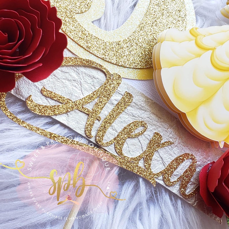 Princess Belle Personalized Cake Topper Beauty and the Beast - Etsy