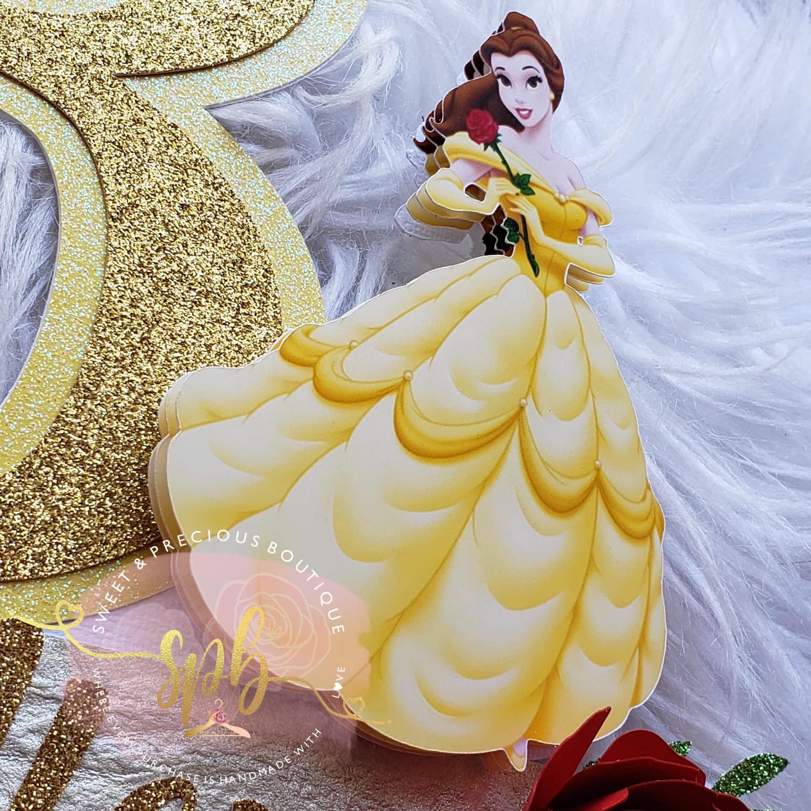 Princess Belle Personalized Cake Topper Beauty and the Beast - Etsy