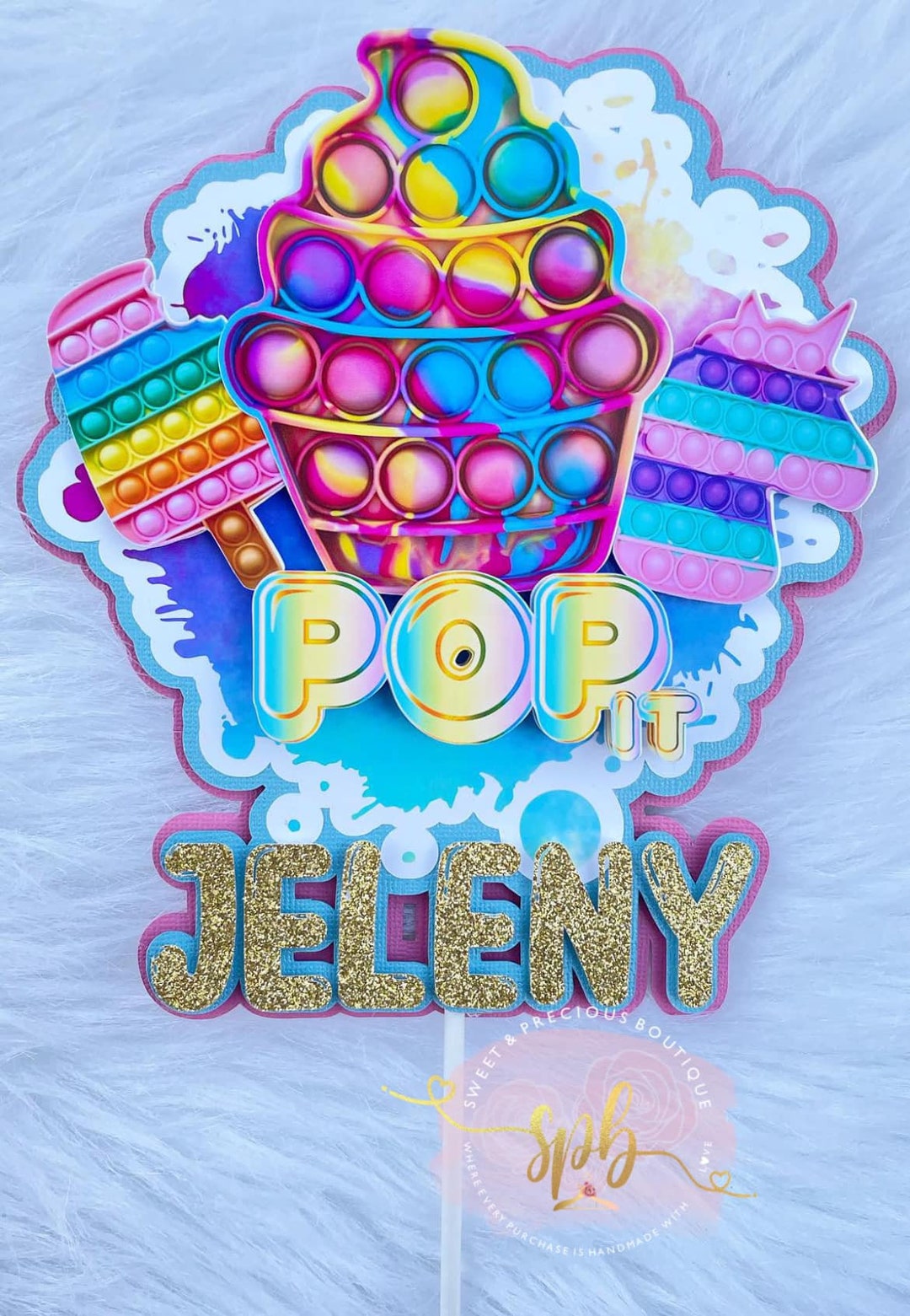 Fidget Pop It Cake Topper, Pop It Cake Topper, Fidget Banner Birthday ...