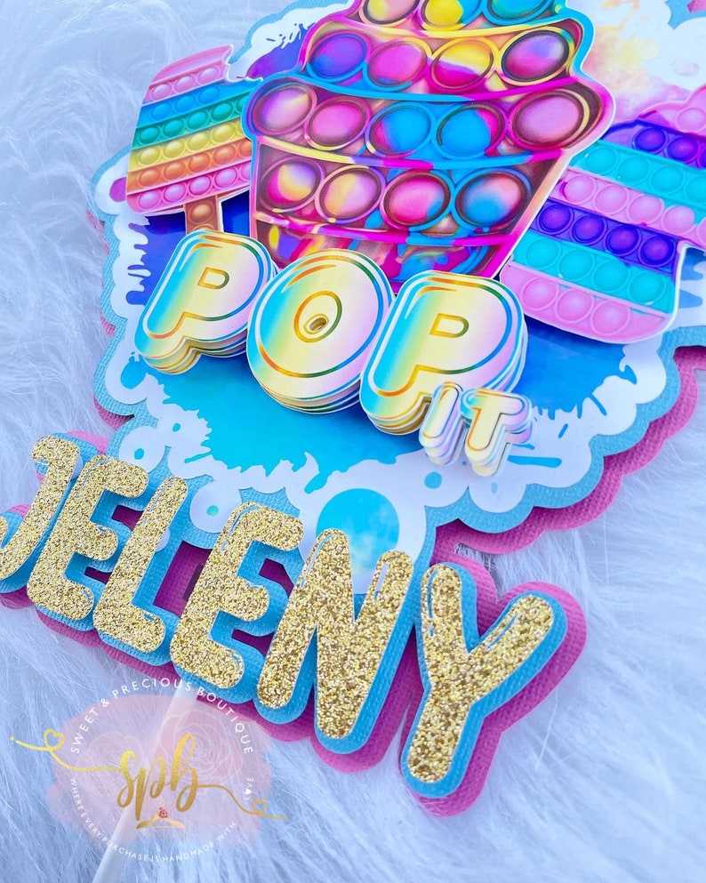 Fidget Pop It Cake Topper, Pop It Cake Topper, Fidget Banner Birthday ...