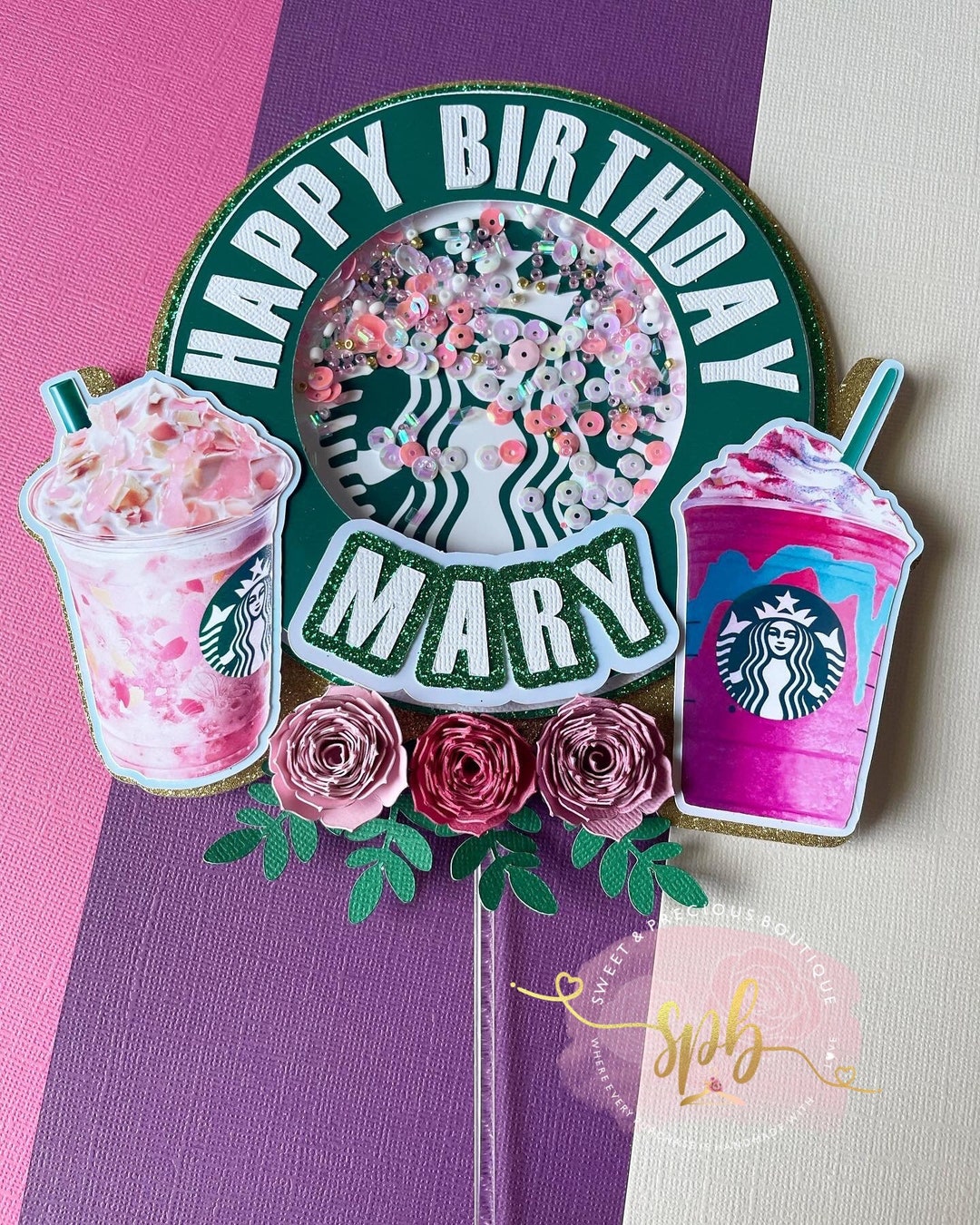 Coffee Shaker Cake Topper, Coffee Birthday Party, Pink Starbucks Cake ...