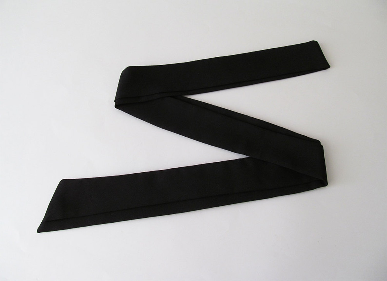 Black Medina Silk Polyester Skinny Scarf: 80"x2", Long Angled Neck Tie ...