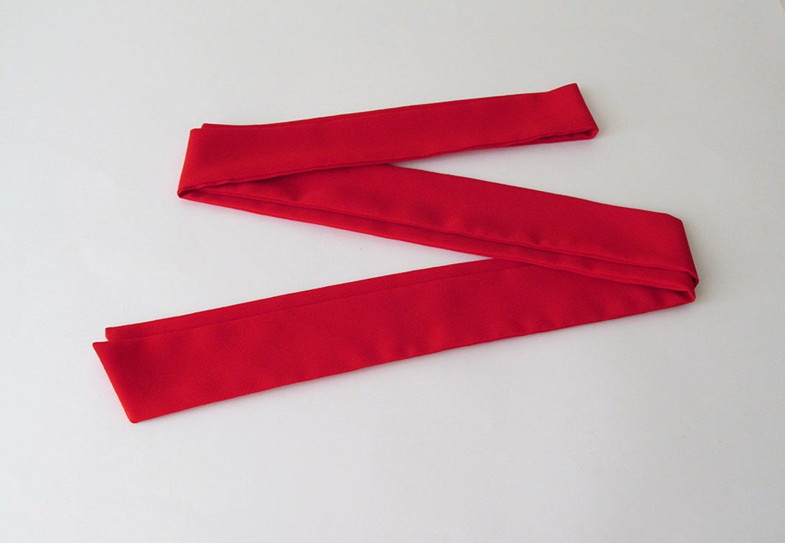 Red Skinny Scarf, 80"x2", Long Thin Scarf With Angled Ends, Medina Silk ...