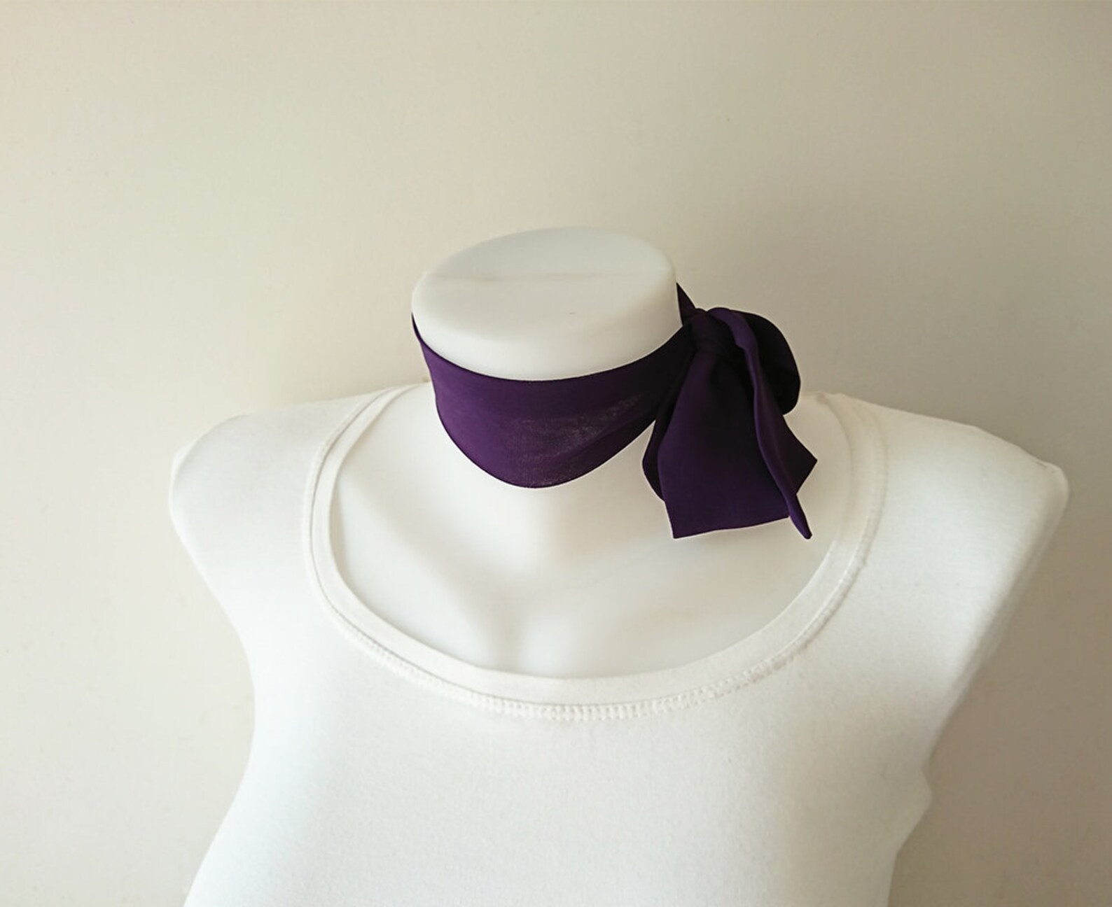 Purple Mini Skinny Scarf, 36.5"x1.75", Ultra Violet Womens Neckerchief ...