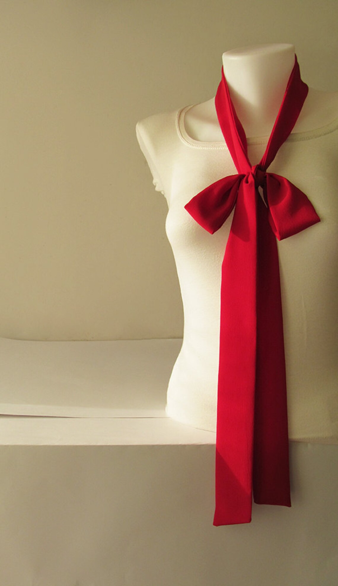 Red Skinny Scarf 80x2 Long Thin Scarf With - Etsy
