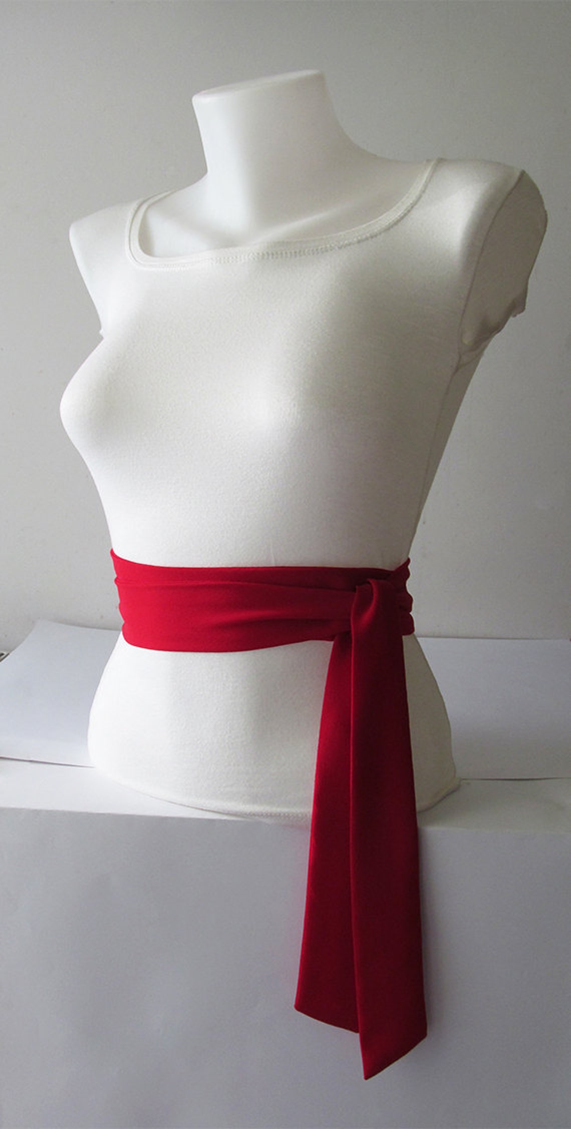 Red Skinny Scarf, 80"x2", Long Thin Scarf With Angled Ends, Medina Silk ...