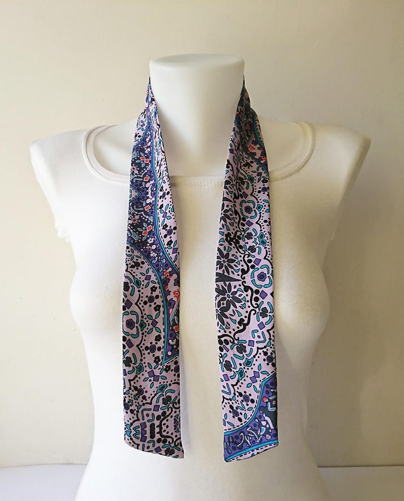 Purple Tribal Print Mini Skinny Scarf 36.5x2 | Etsy