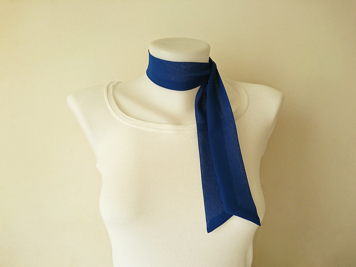 Dark Blue Skinny Scarf 36.5x1.75 Women - Etsy