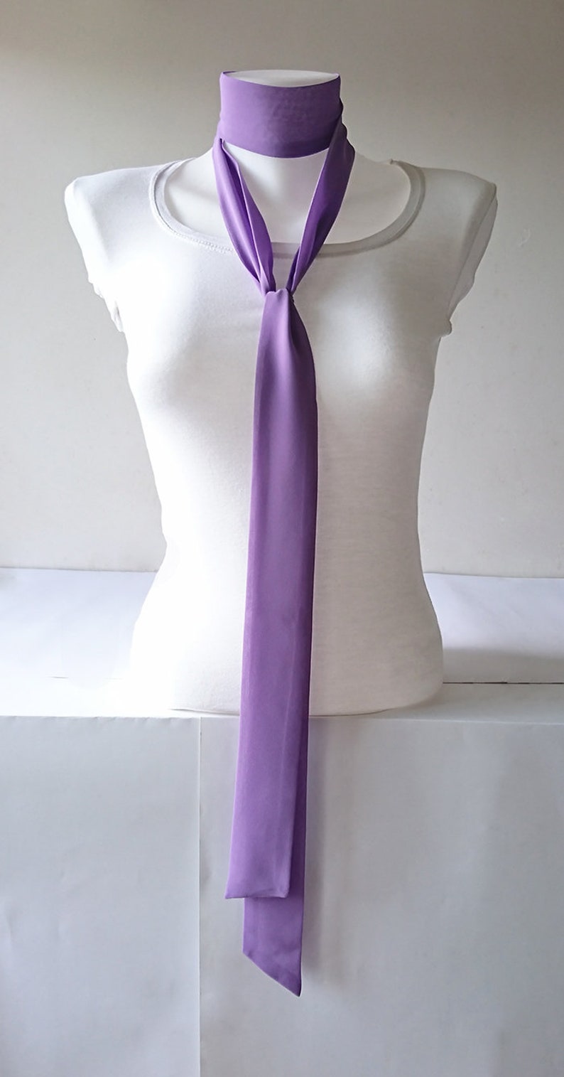 Lilac Skinny Scarf, 80"x2", Ultra Violet Long Thin Scarf With Angled ...