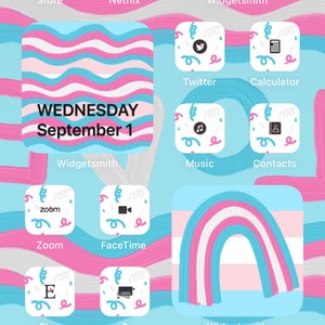 Trans Cutie Confetti Phone Icon Pack Ios - Etsy