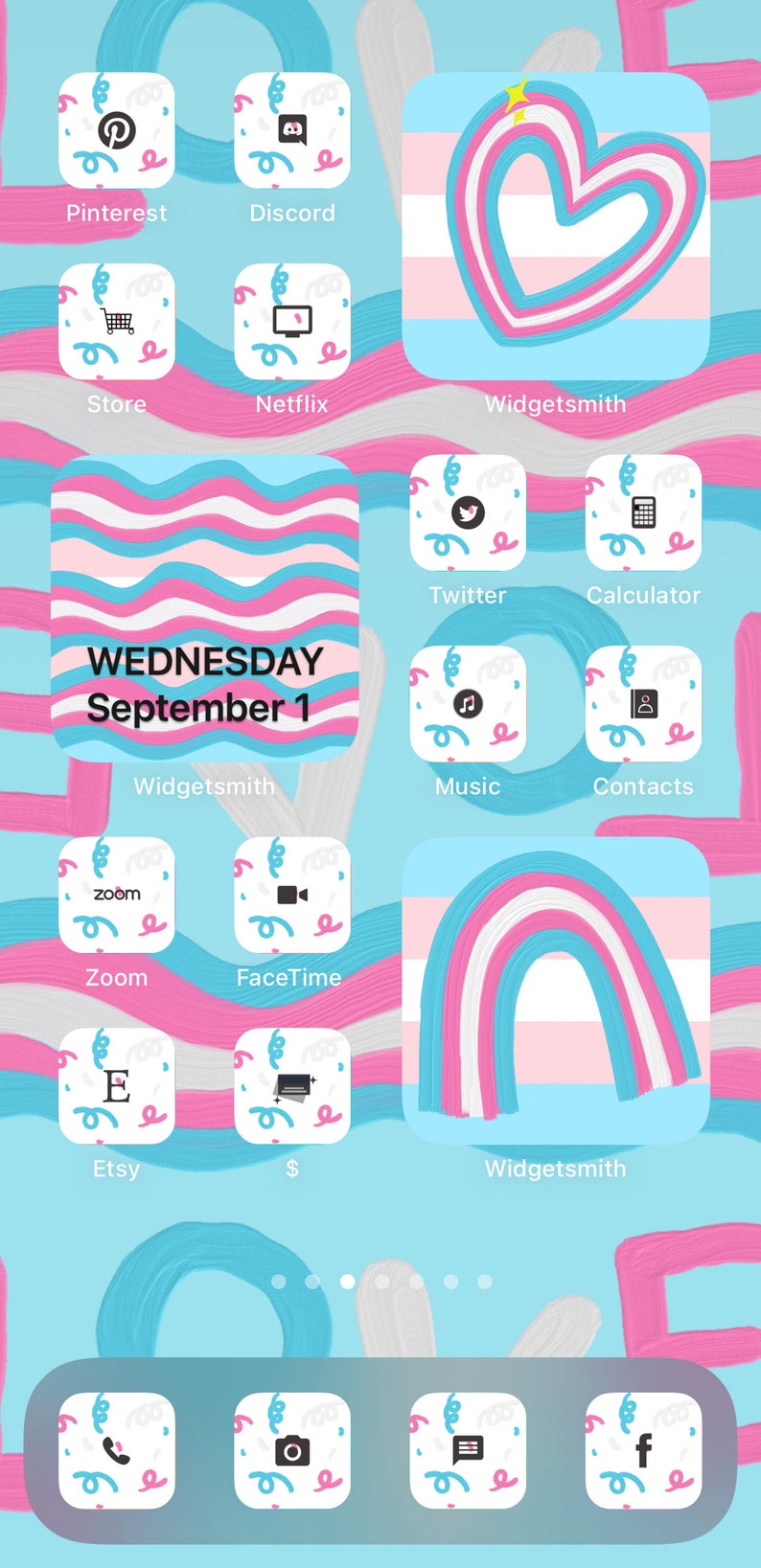 Trans Cutie Confetti Phone Icon Pack Ios - Etsy
