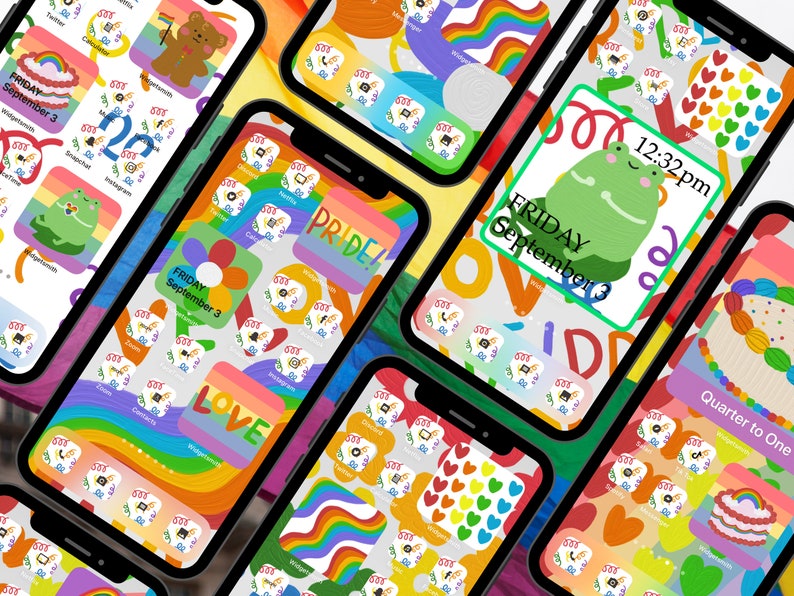 Rainbow Cutie Confetti iPhone Icon Pack Ios - Etsy