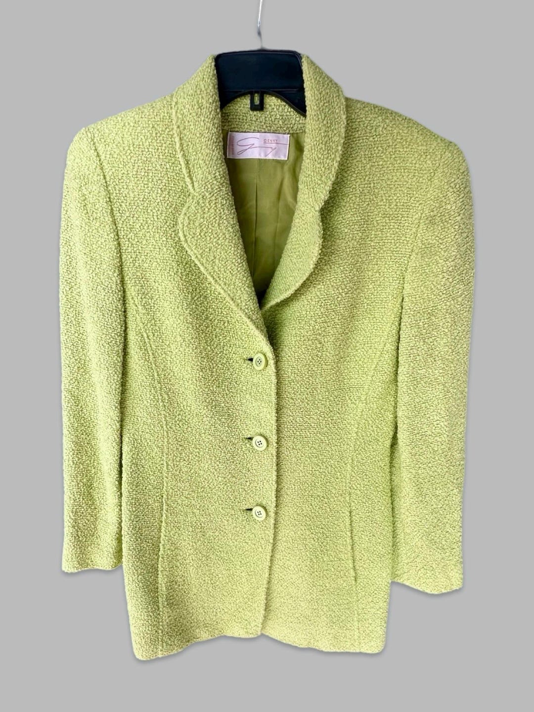 Medium - Vintage 80s/90s Genny Italy Chartreuse Green Wool Boucle ...