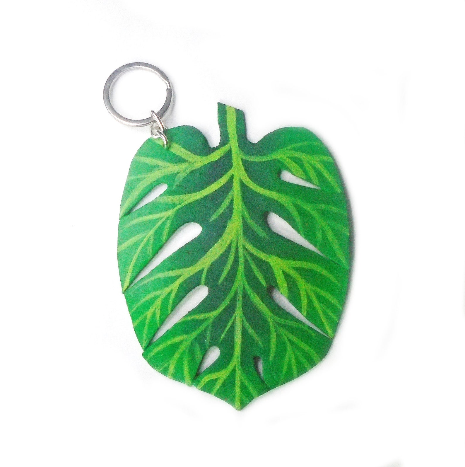 Monstera Leaf Keychain Tropical Leaf Purse Charm Bag Charm - Etsy