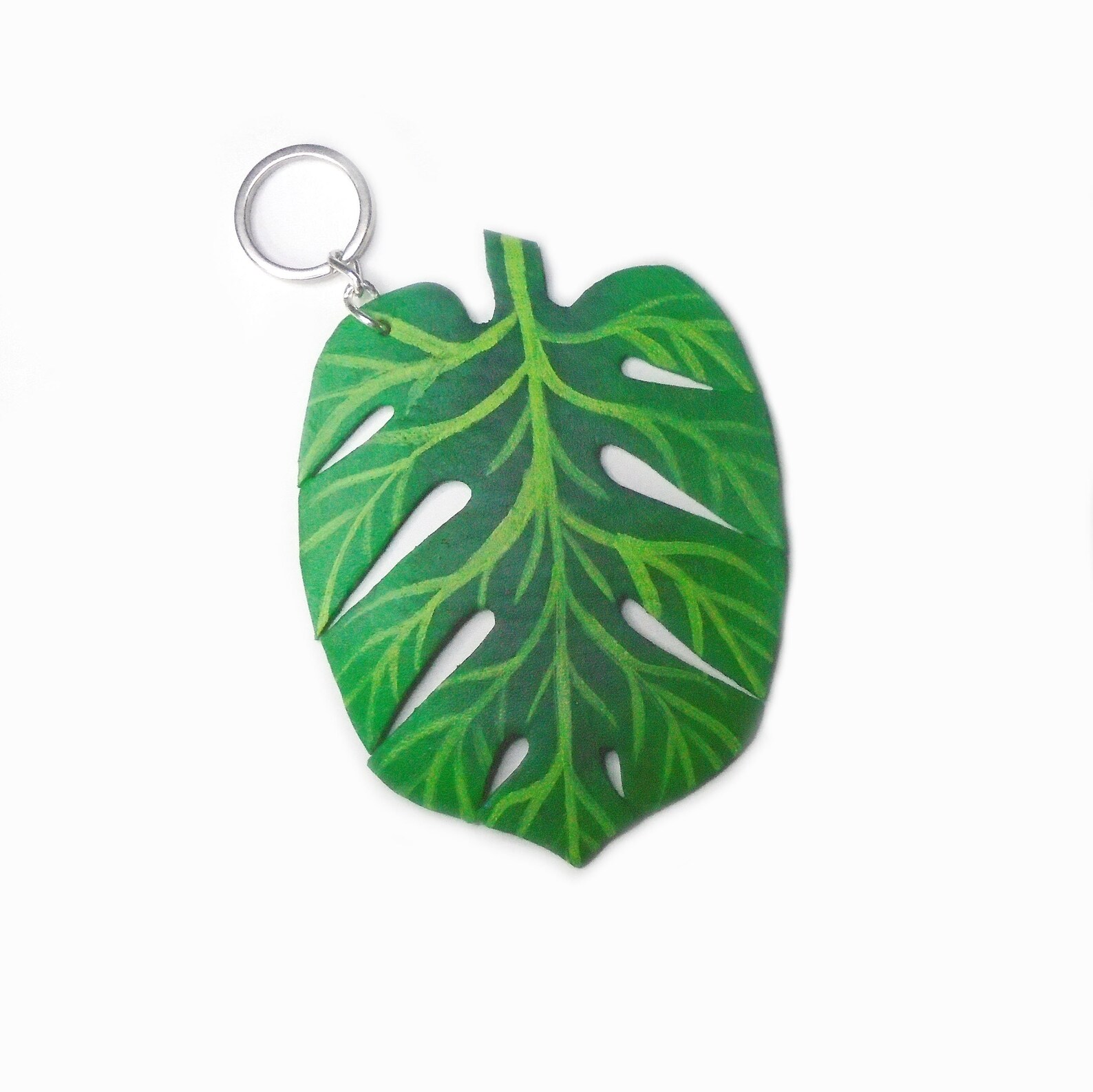 Monstera Leaf Keychain Tropical Leaf Purse Charm Bag Charm - Etsy