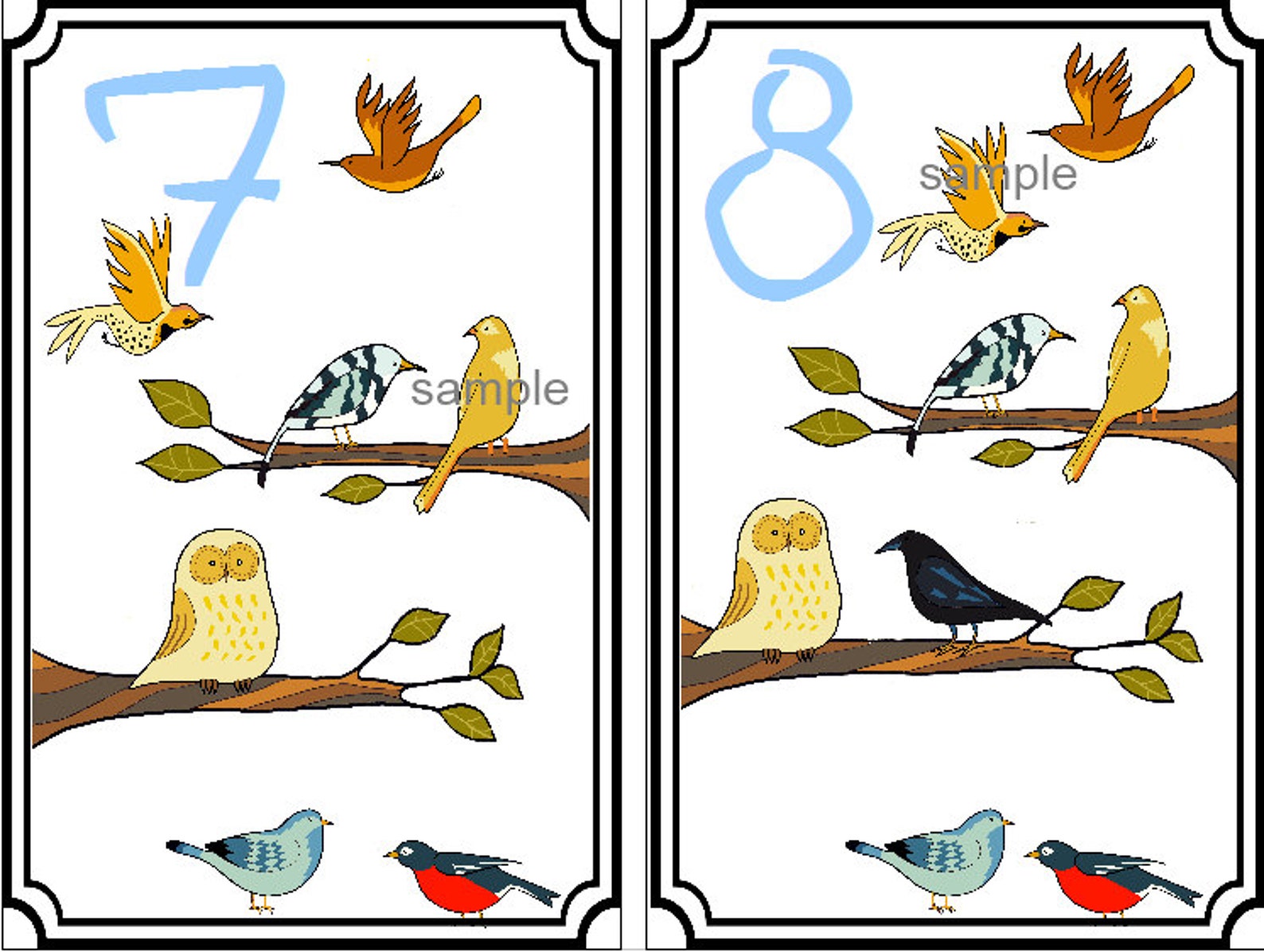 Number Wall Cards, Bird Theme, Preschool, Toddler, Pretty Numbers, Bird ...