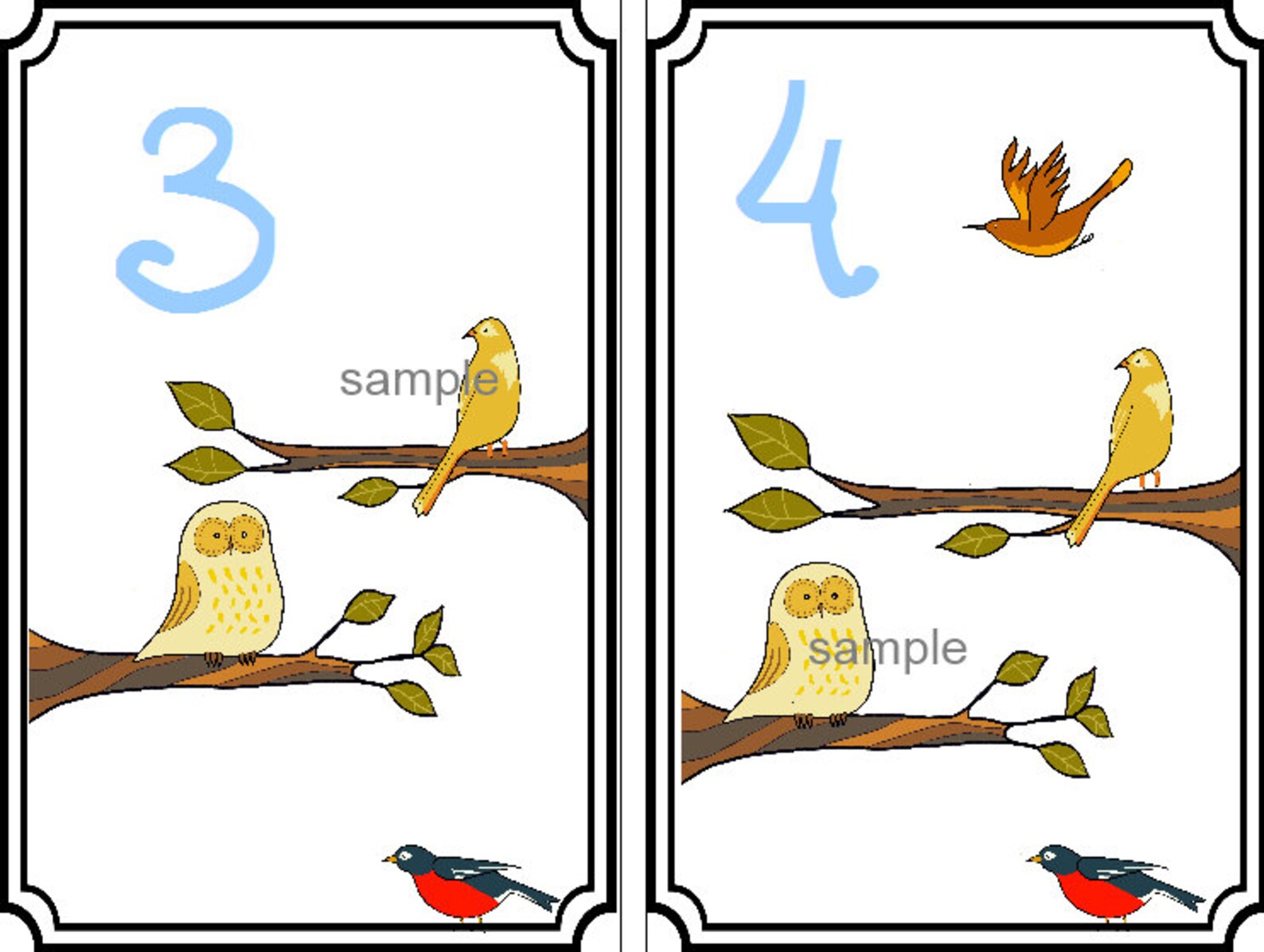 Number Wall Cards, Bird Theme, Preschool, Toddler, Pretty Numbers, Bird ...