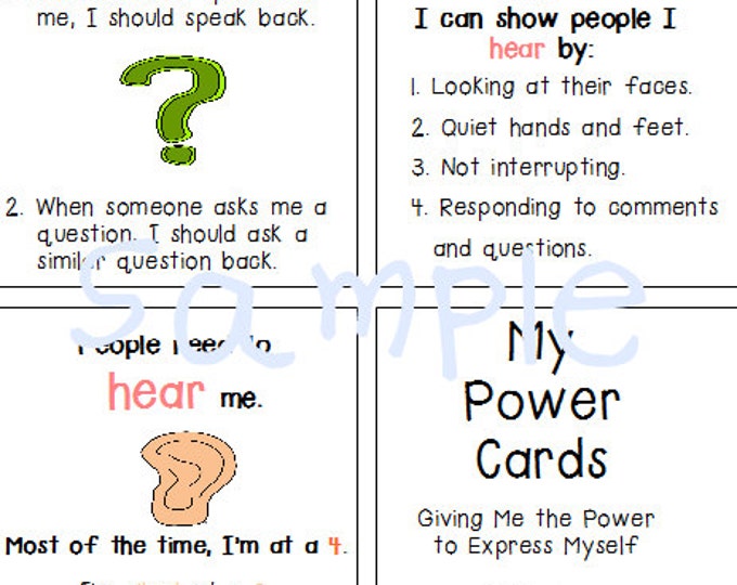 Autism Special Needs Power Cards Anger Management, Social Making ...