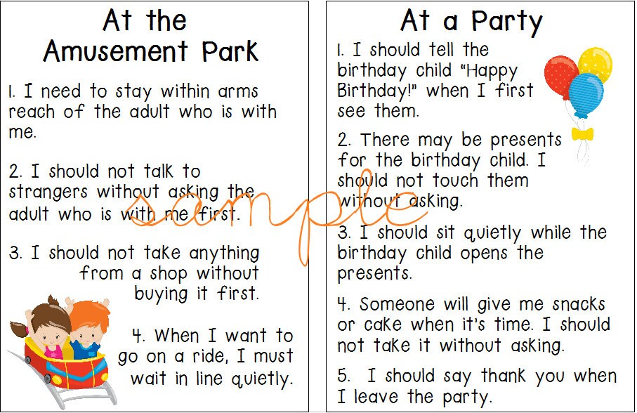 Social Skills Cards, Special Needs, Social Rules - Etsy