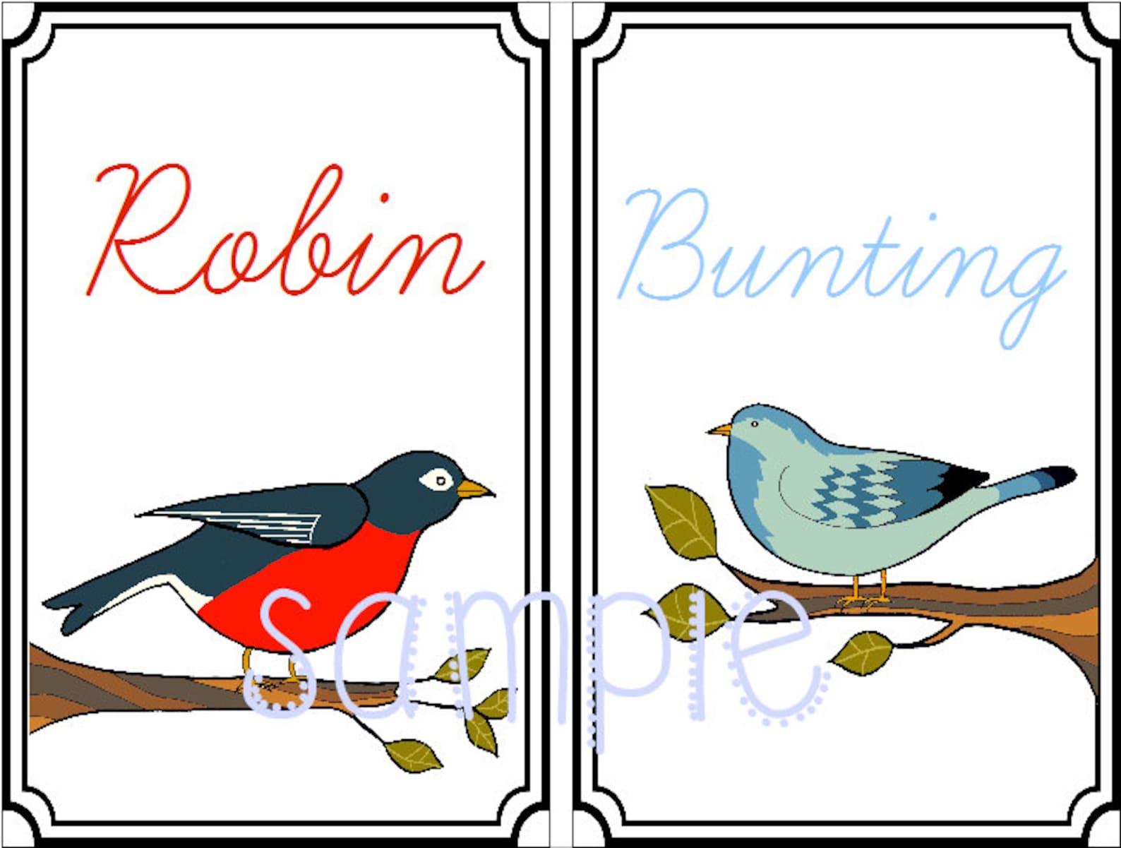 Bird Wall Cards, Learn Bird Names, Bird Artwork, Digital Download - Etsy