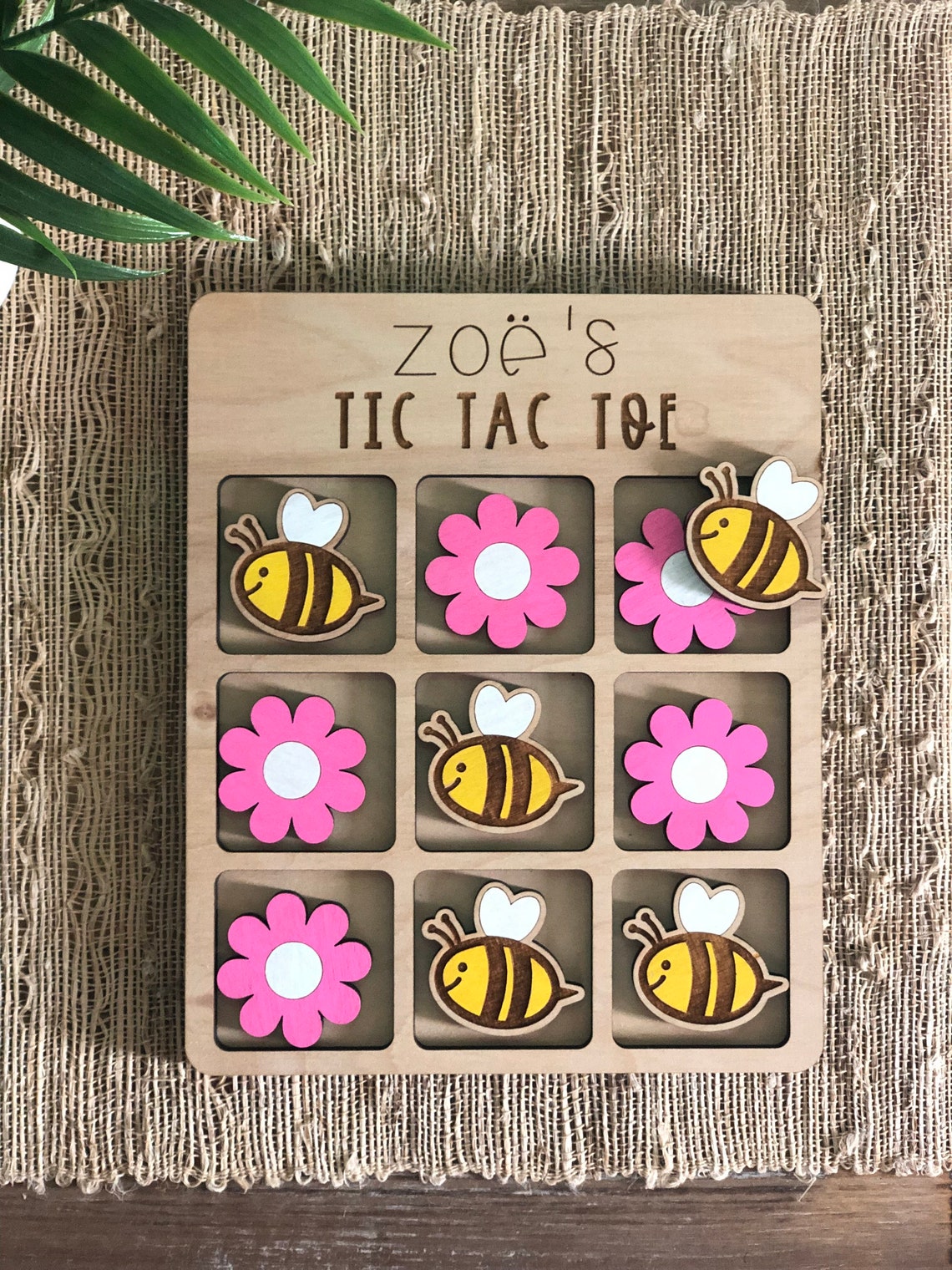 Personalized Flower and Bee Tic Tac Toe/tic Tac Toe Board/ Birthday ...