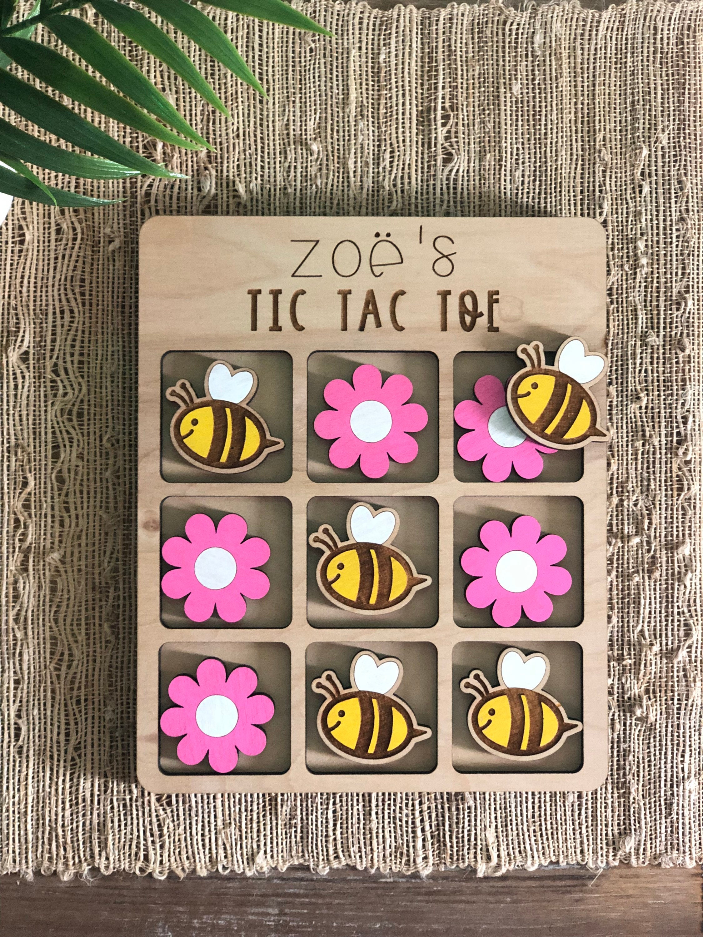 Personalized Flower and Bee Tic Tac Toe/tic Tac Toe Board/ Birthday ...