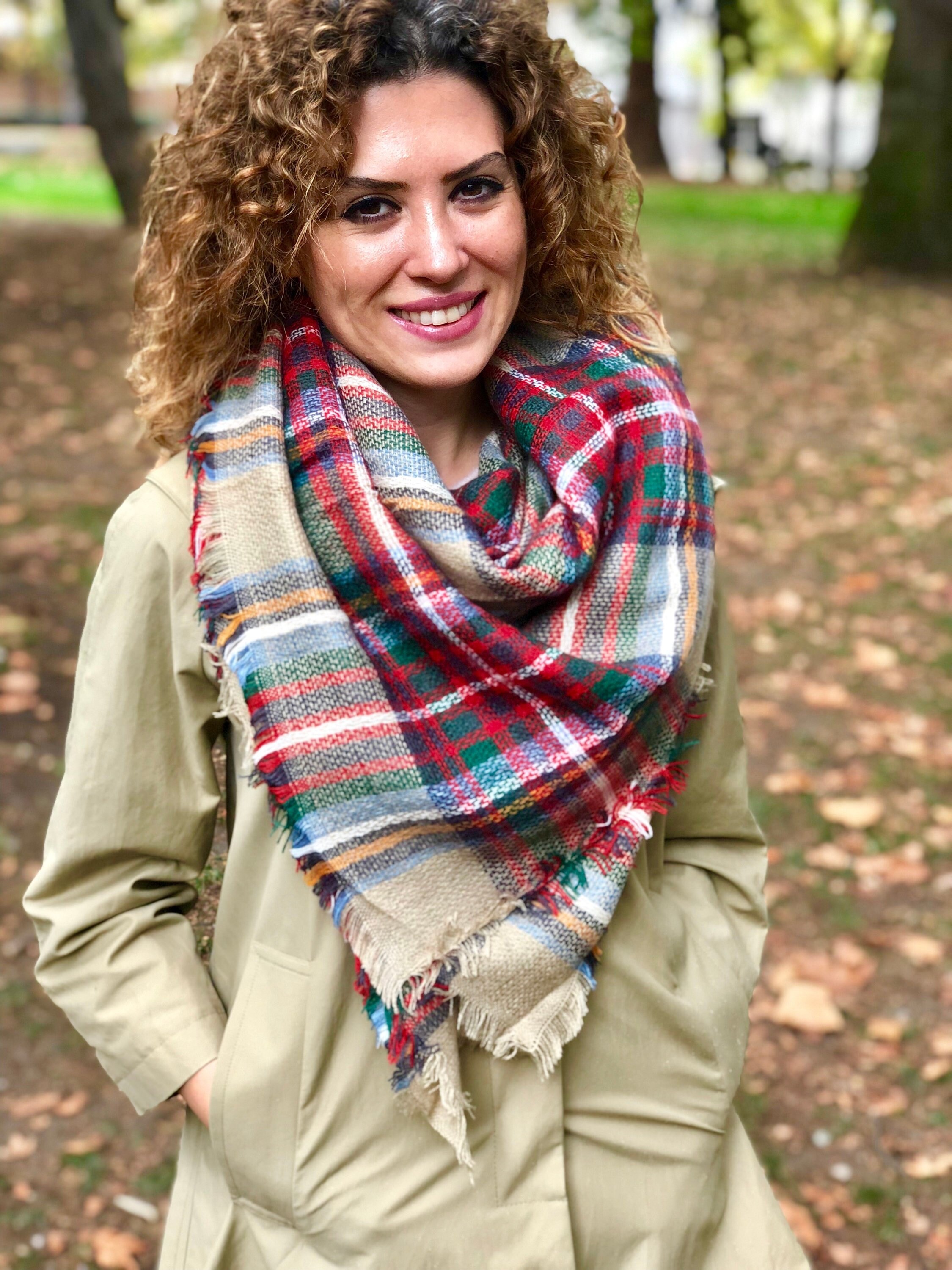 Christmas Scarf Women Warm Large Plaid Scarf Fall Plaid Scarf Winter ...