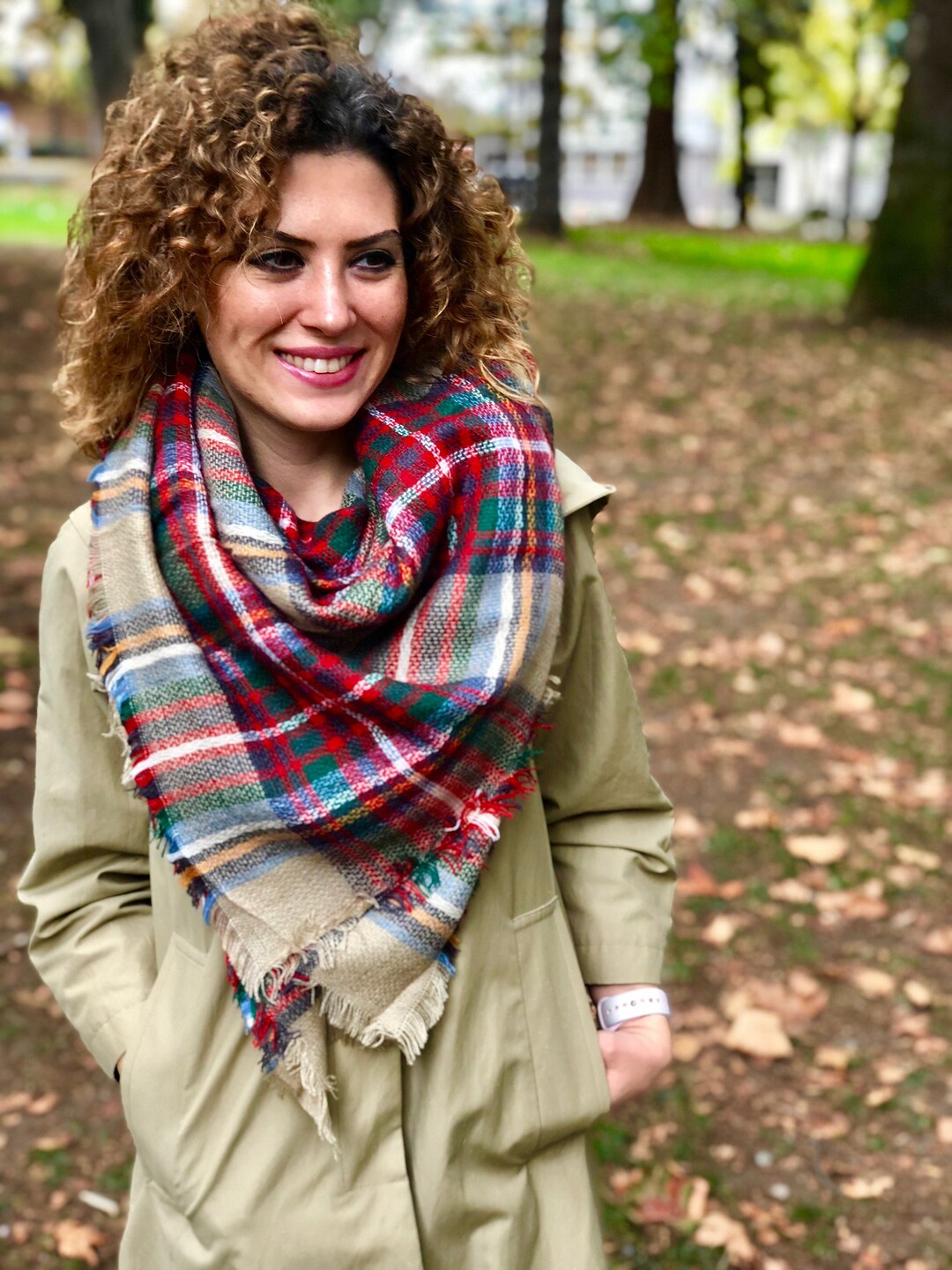 Christmas Plaid Scarf Women Fashion Large Plaid Scarf | Winter Plaid ...