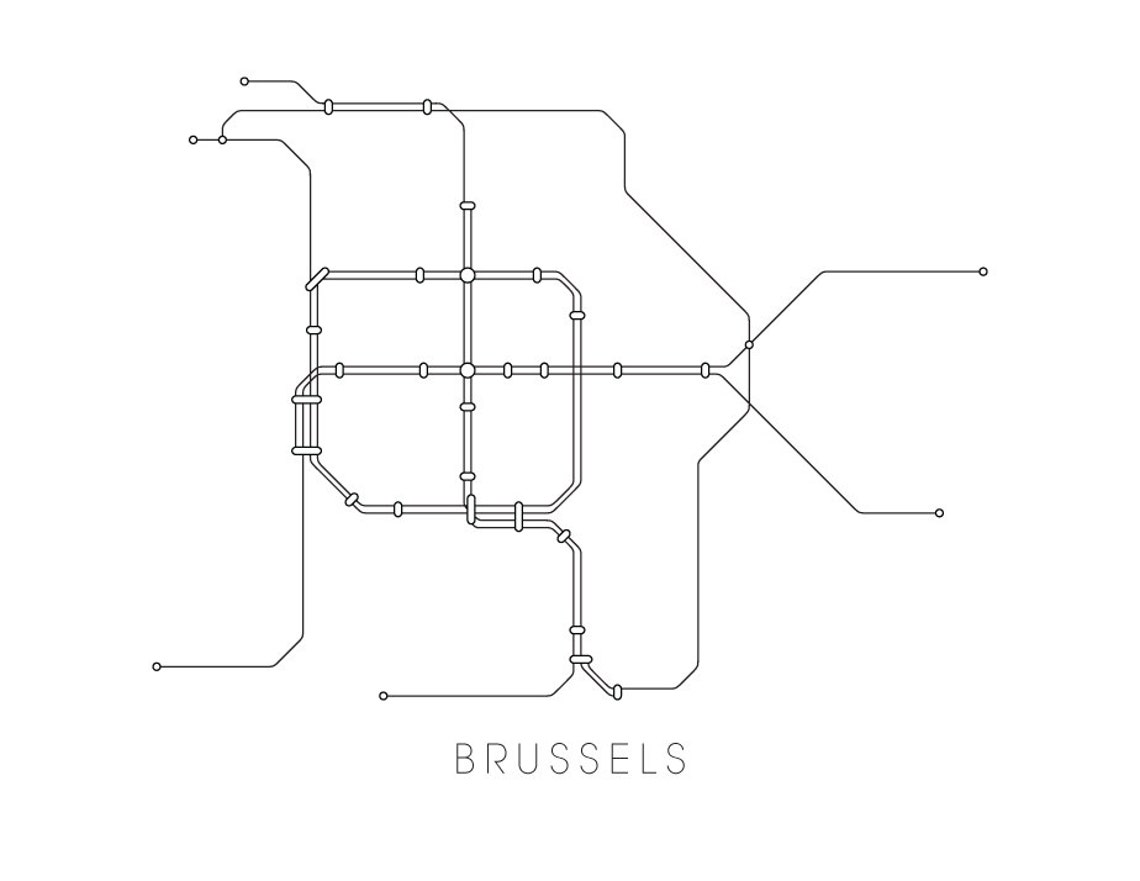 Brussels Subway Map Print Brussels Metro Map Poster | Etsy