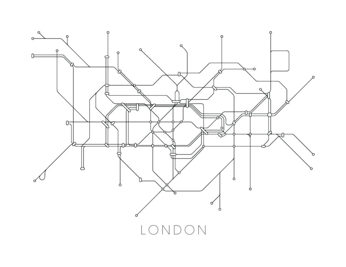 London Subway Map Print - London Metro Map Poster - Etsy