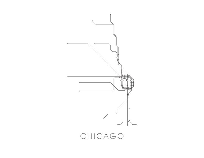 Chicago Subway Map Print - Chicago Metro Map Poster - Etsy