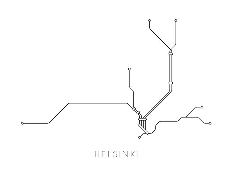 Helsinki Subway Map Print - Helsinki Metro Map Poster - Etsy