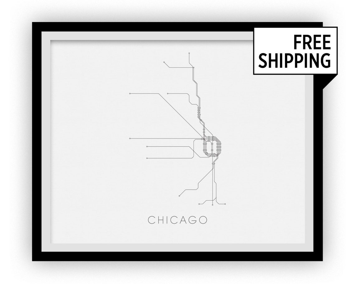 Chicago Subway Map Print - Chicago Metro Map Poster - Etsy