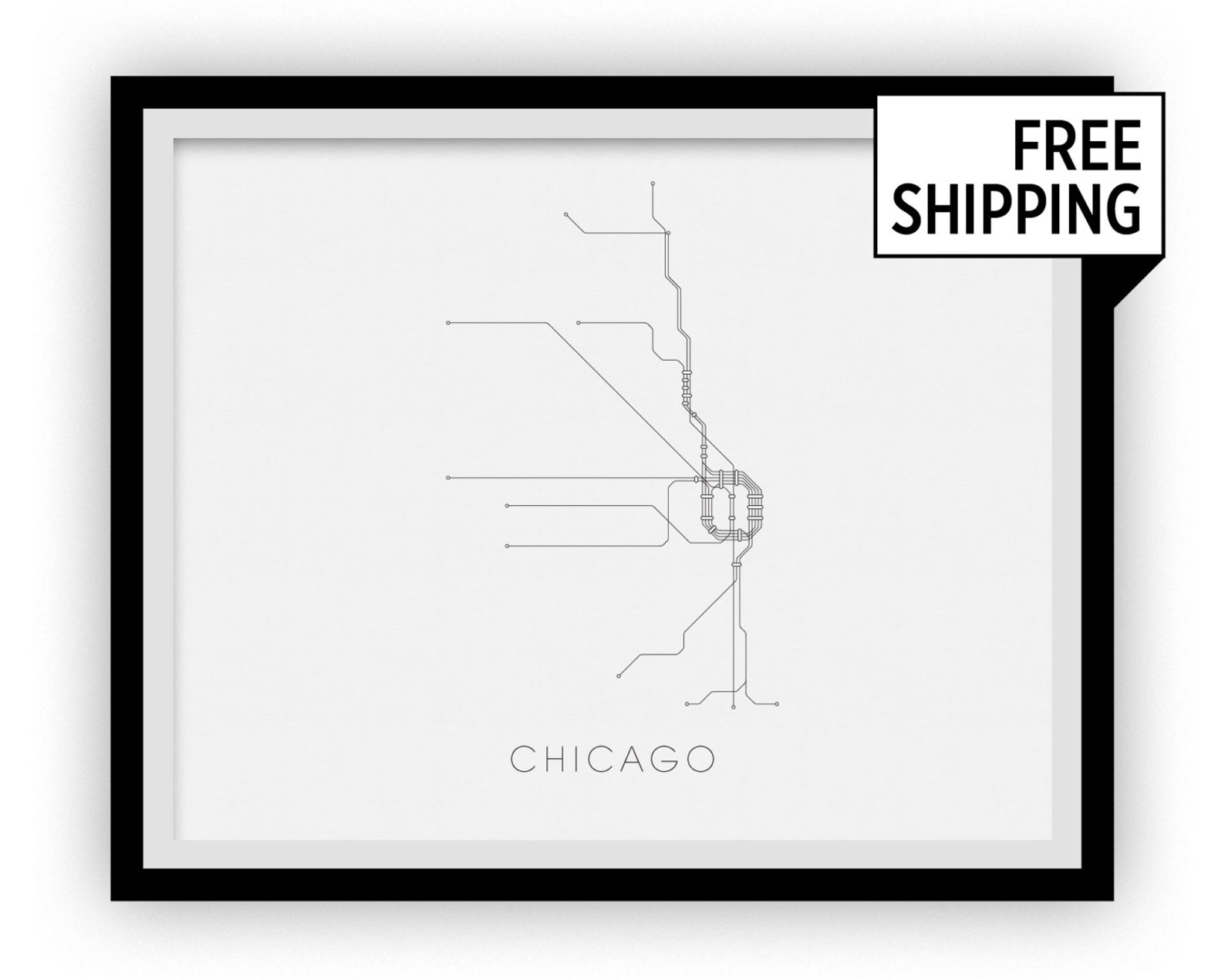 Chicago Subway Map Print - Chicago Metro Map Poster - Etsy