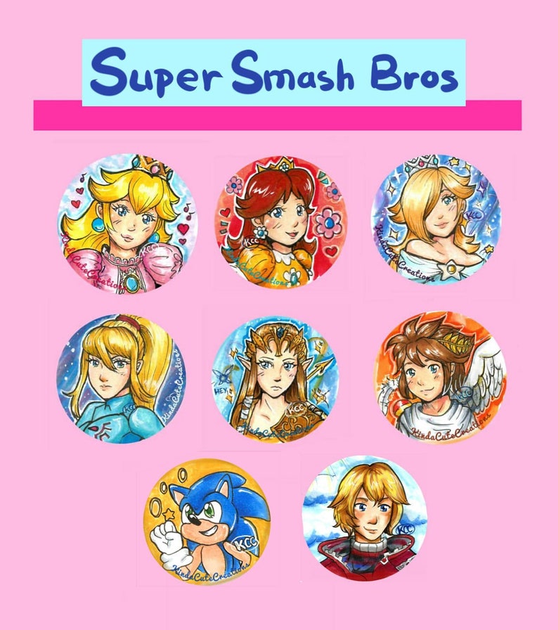 Super Smash Bros Buttons Fanart Pins Digital and - Etsy