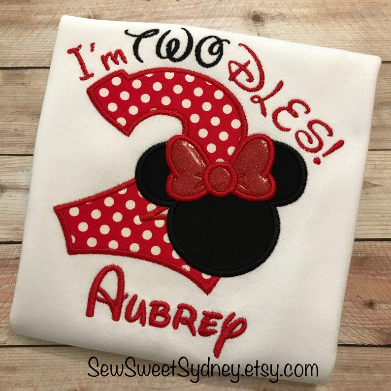 Minnie Mouse 2nd Birthday Embroidered Shirt, Twodles Disney Outfit - Etsy