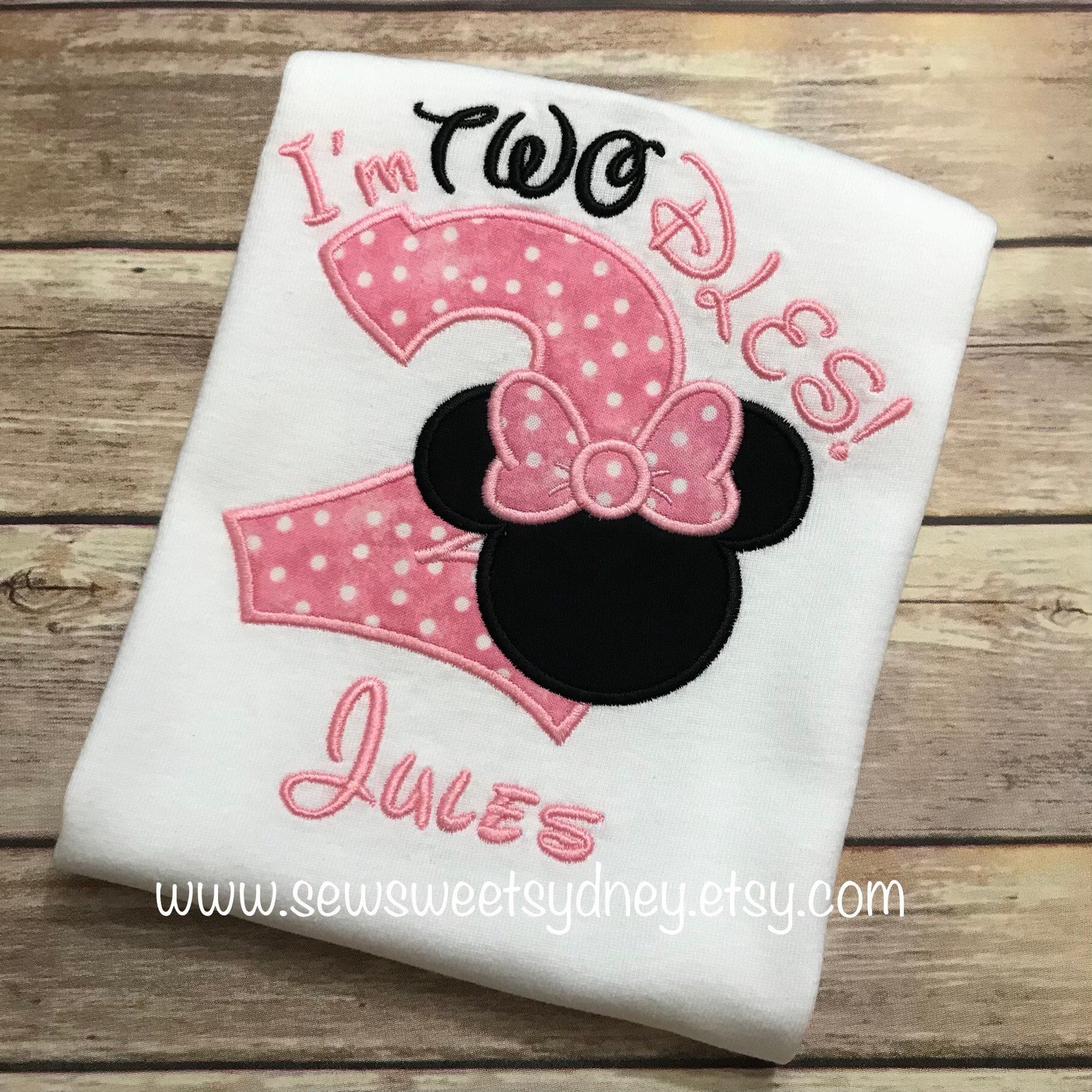 2nd Birthday I'm Twodles Minnie Mouse Embroidered - Etsy